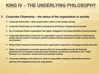 KING IV Report On Corporate Governance In South Africa Part I | PPTX