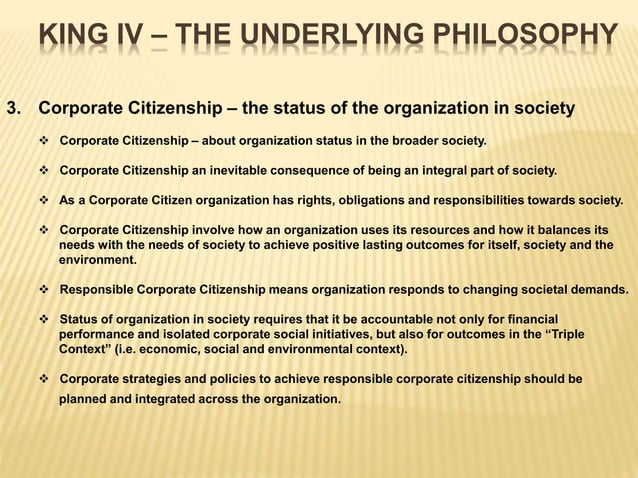 KING IV Report On Corporate Governance In South Africa Part I | PPTX