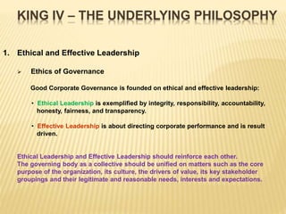 KING IV Report On Corporate Governance In South Africa Part I | PPTX