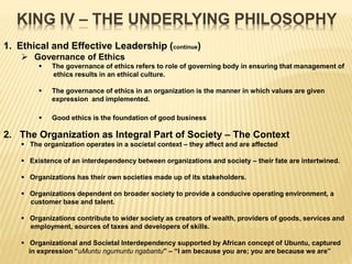 KING IV Report On Corporate Governance In South Africa Part I | PPTX