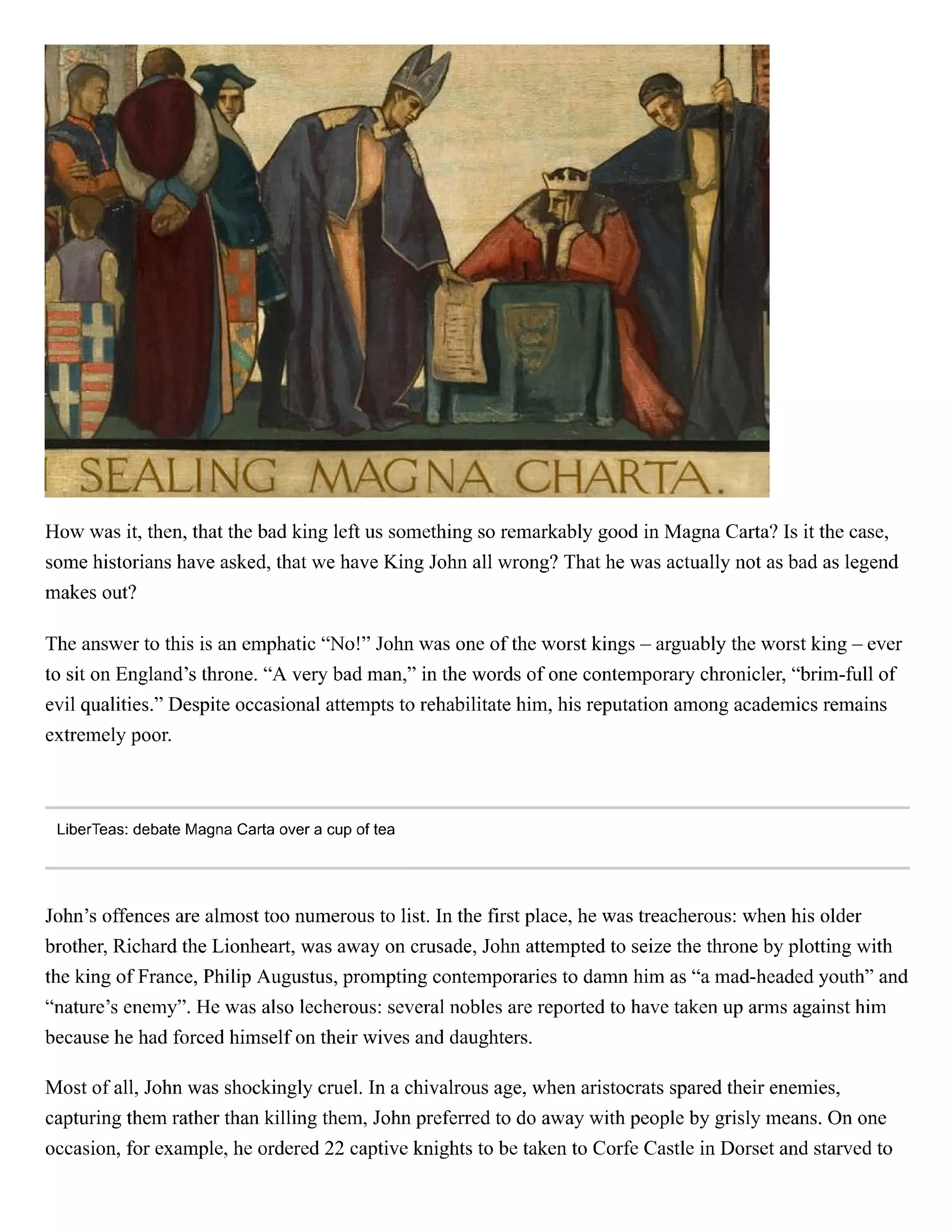 King john the most evil monarch in britain's history telegraph | PDF