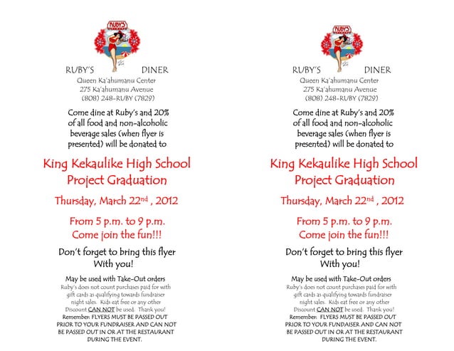 King Kekaulike High School Project Graduation Fundraiser Flyer | PPT