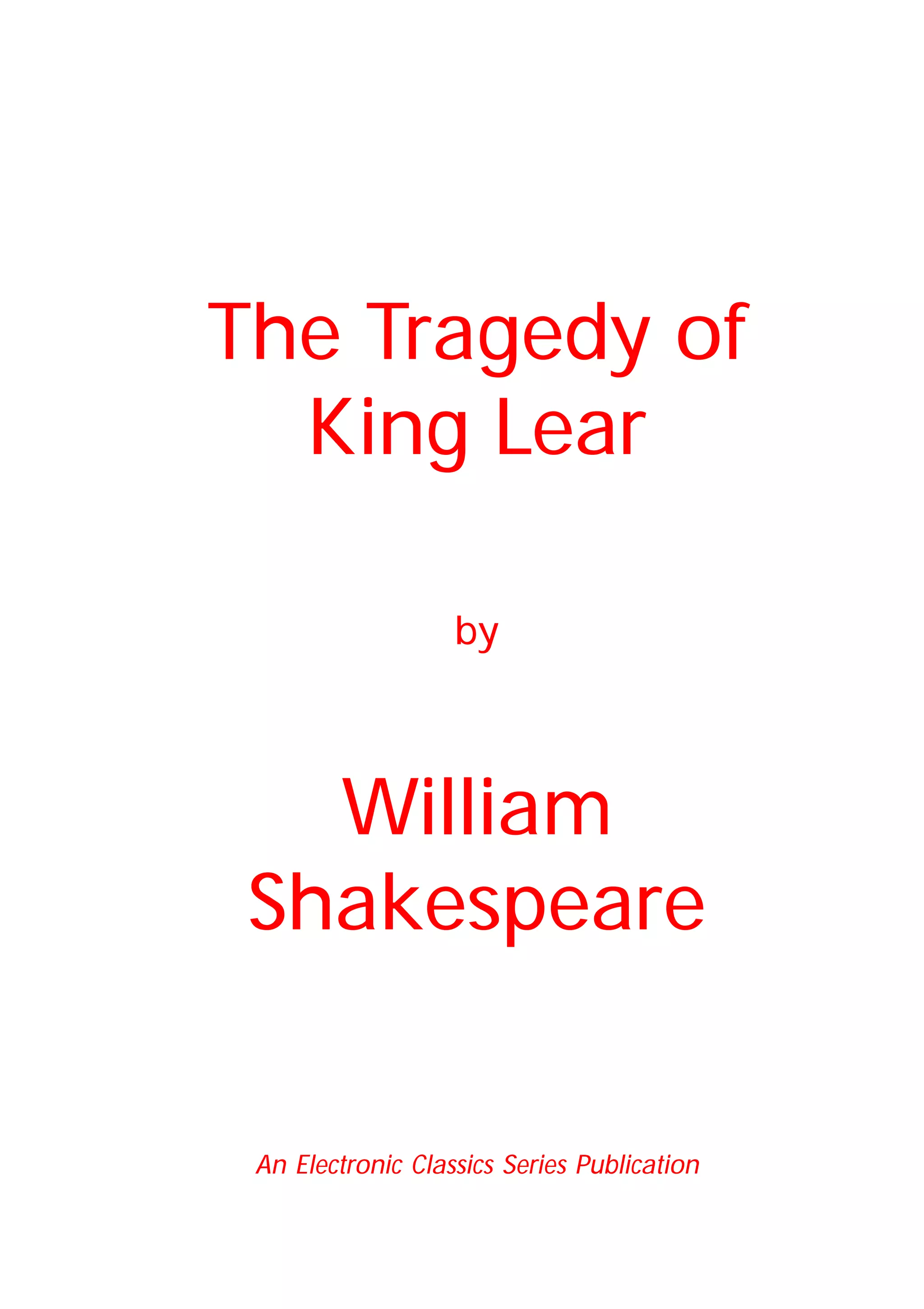 Shakespeare - King lear play | PDF