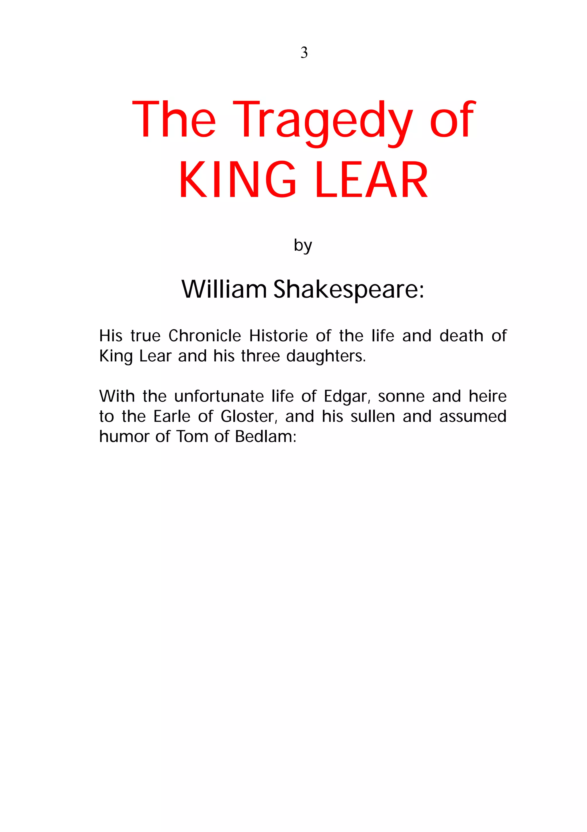 Shakespeare - King lear play | PDF