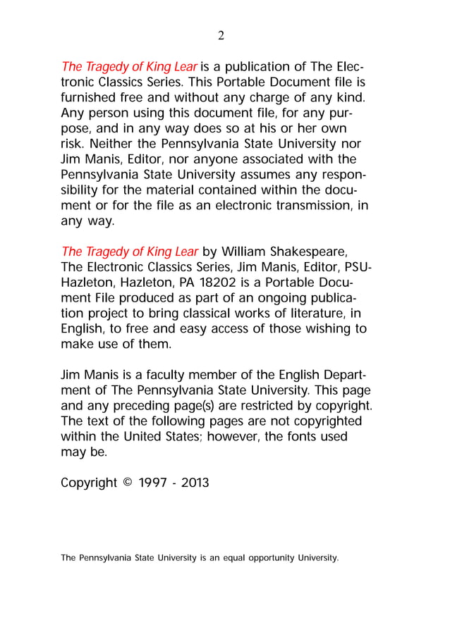 Shakespeare - King lear play | PDF