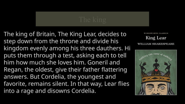 Quick resume of the book King Lear by William Shakespeare.pptx