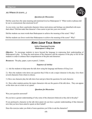 King Lear Learning Guide | PDF