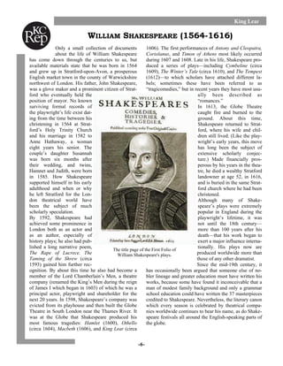 King Lear Learning Guide | PDF