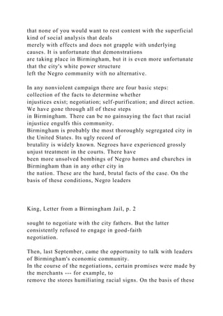 King, Letter from a Birmingham Jail, p. 1By Martin Luther .docx