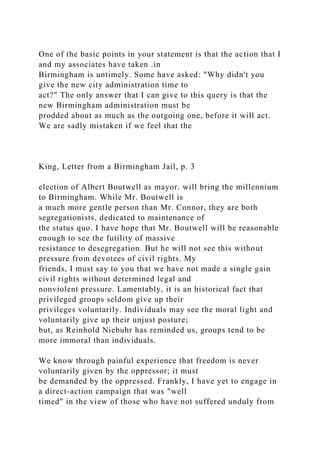 King, Letter from a Birmingham Jail, p. 1By Martin Luther .docx