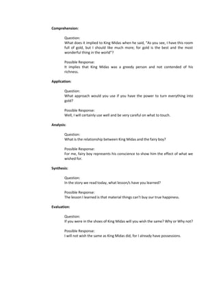 Lesson plan King midas andthe golden touch | DOC