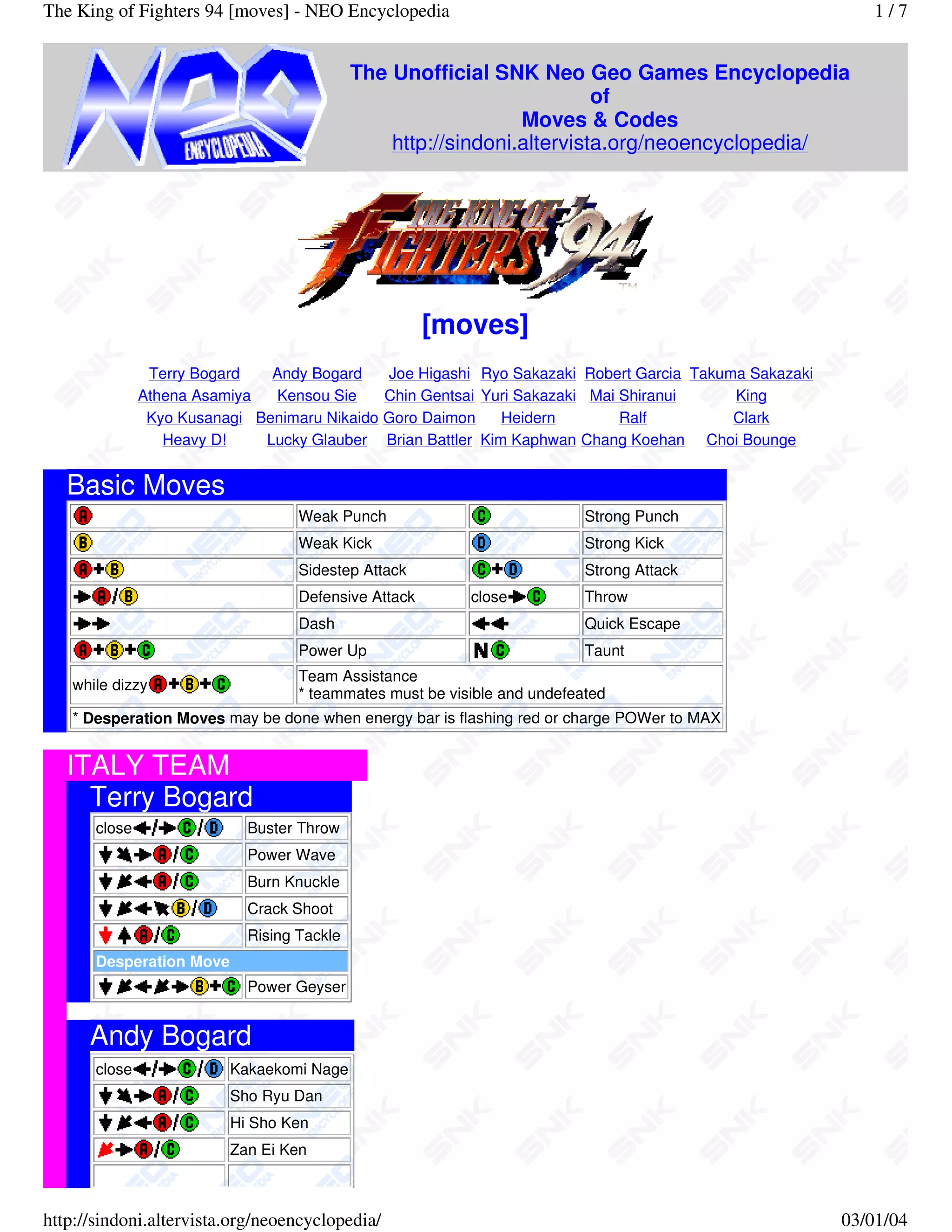 King of fighters94[moves] | PDF