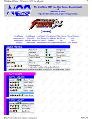 King of fighters94[moves] | PDF | Action Video Games | Video Game Genres