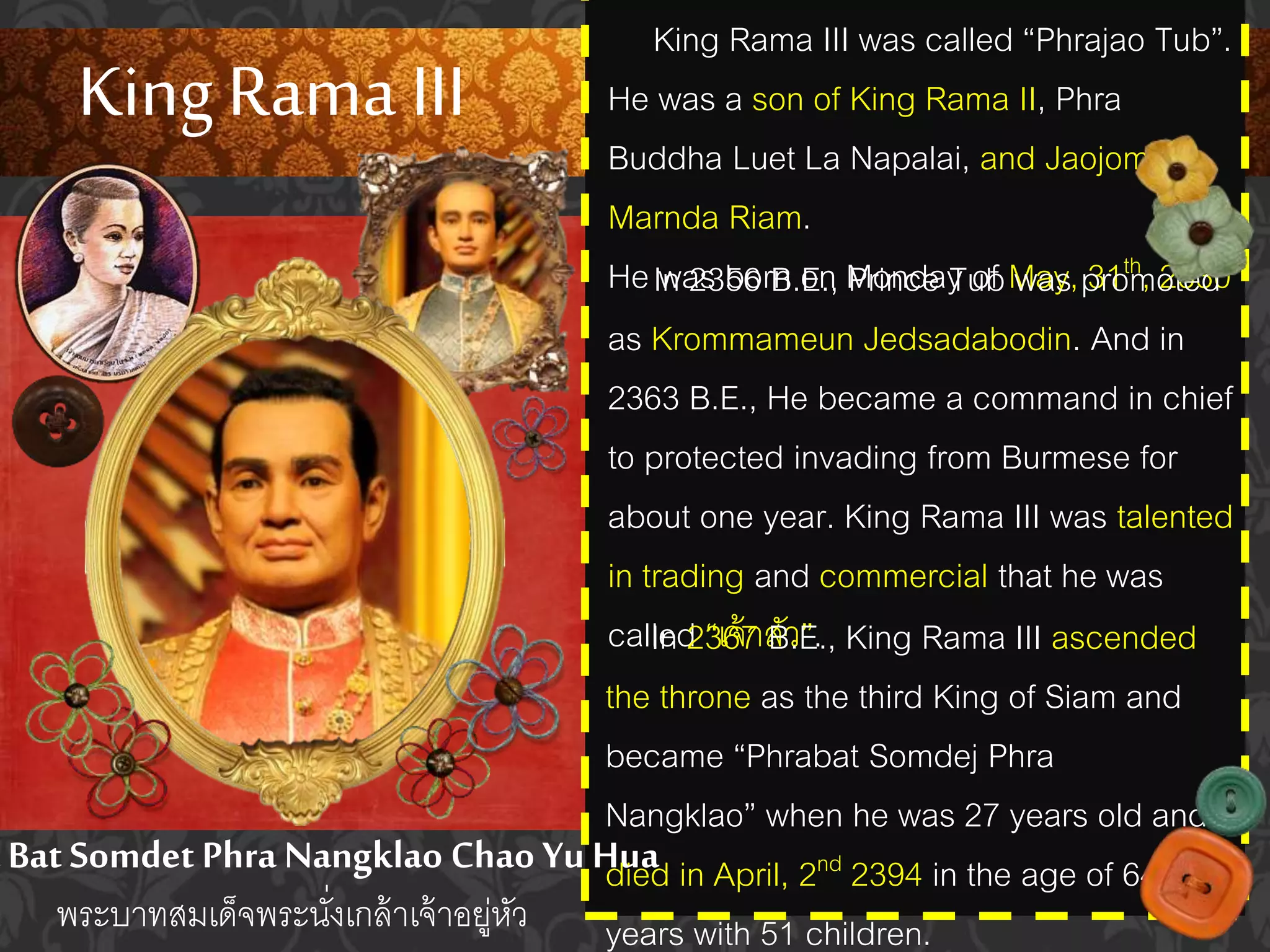 King Rama III of Thailand | PPTX | Asia Travel | Travel Locations