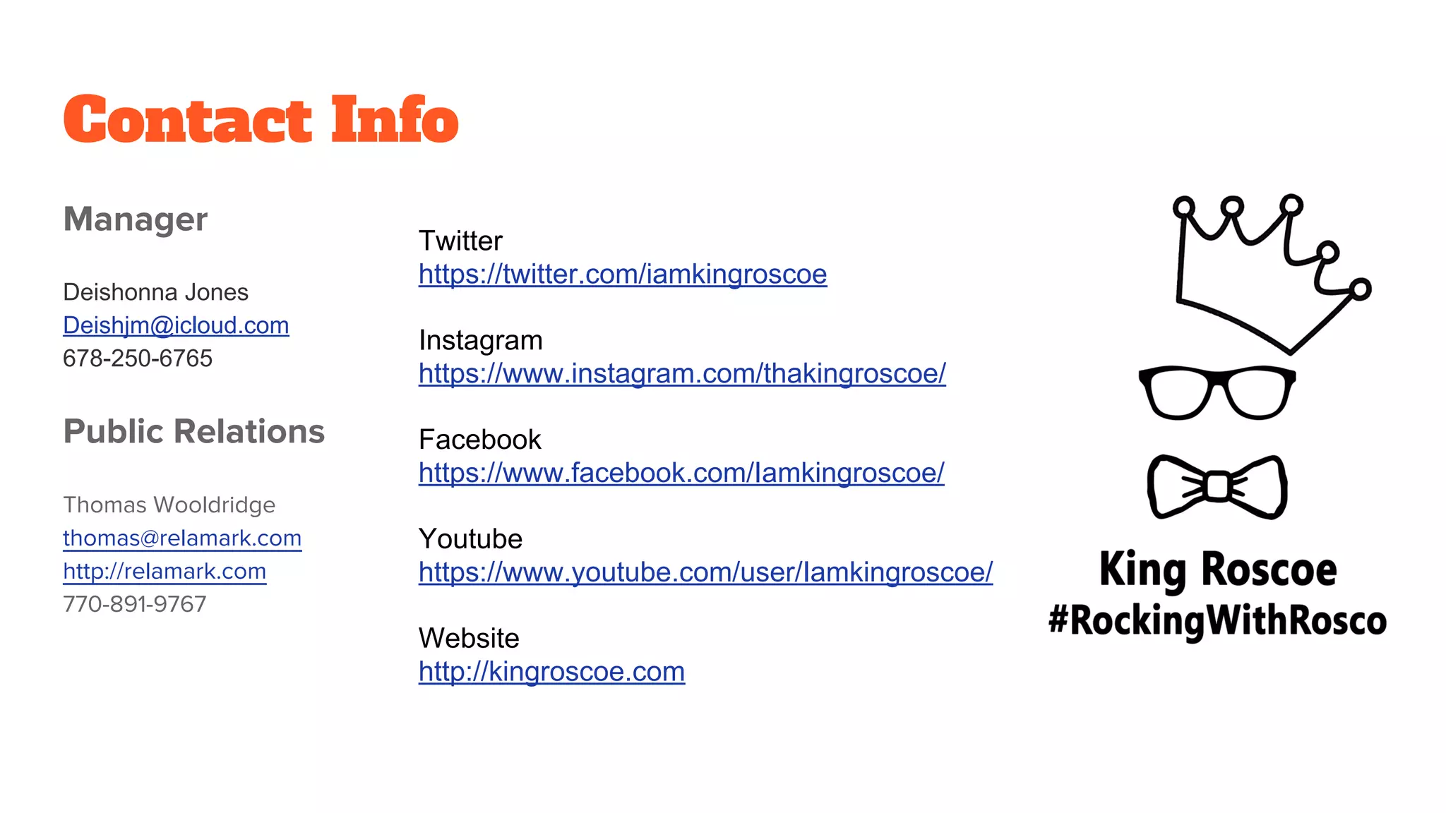 King Roscoe media Press Kit | PPT