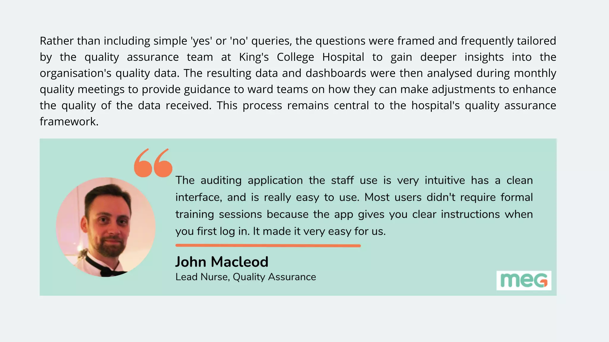 Transforming Quality Auditing at King's College Hospital Using MEG | PPT