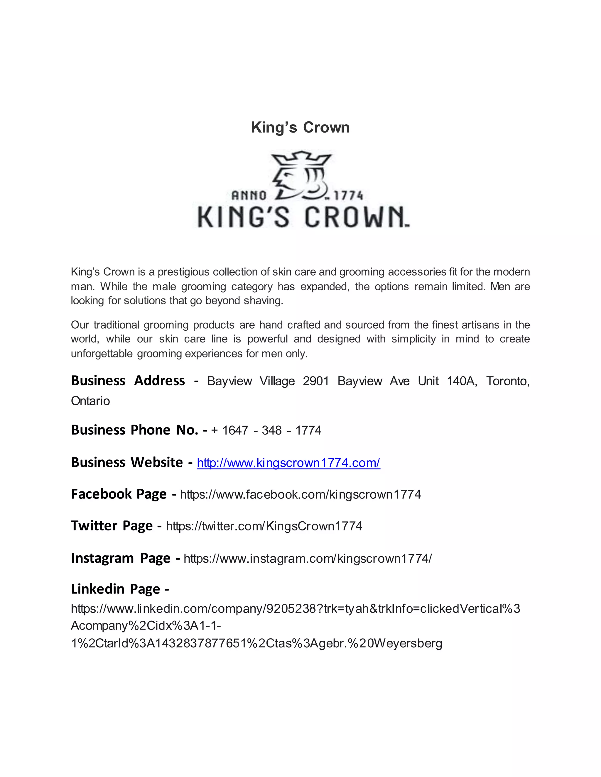 Kings crown.pdf | Shaving | Personal Care