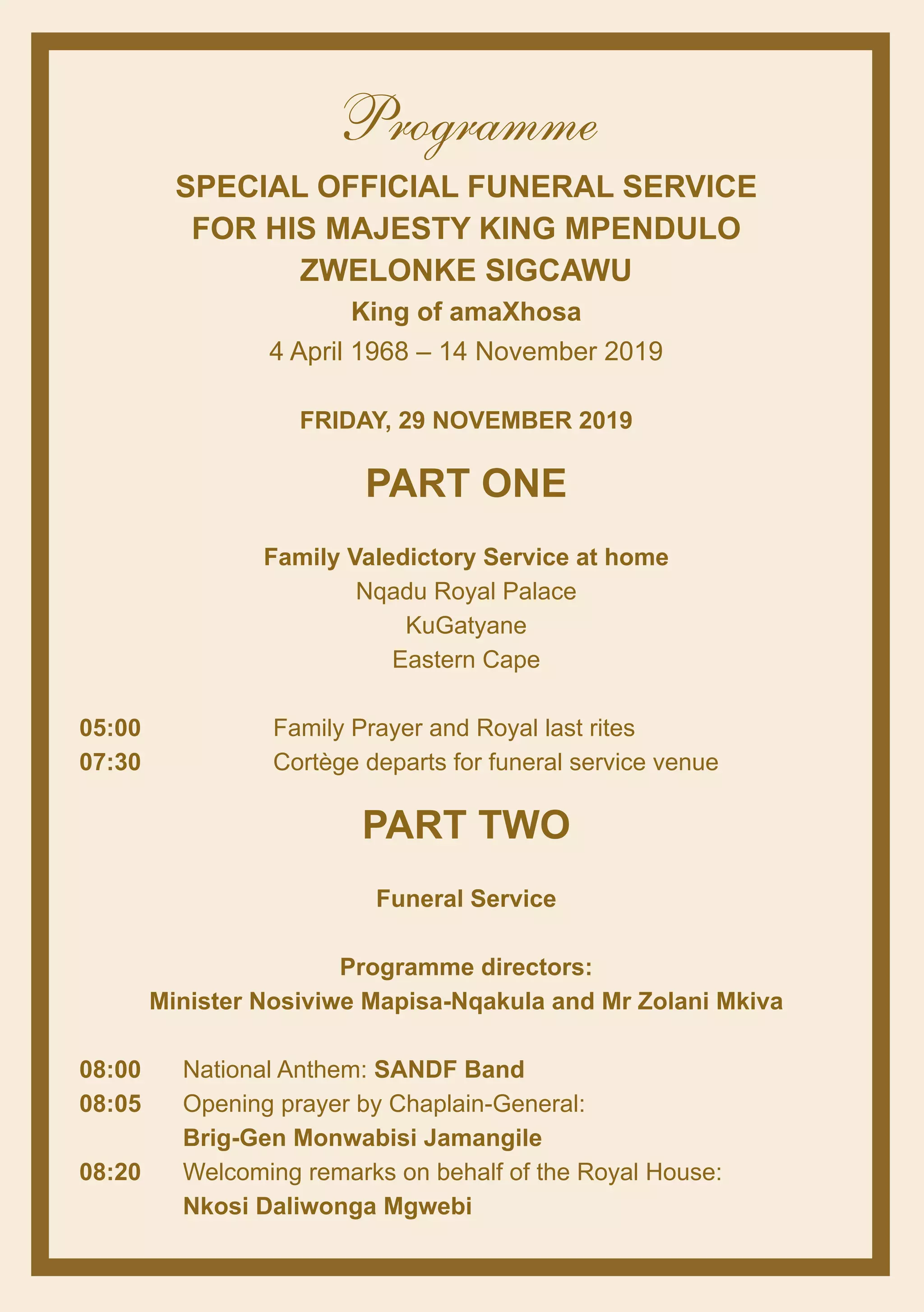 King sigcawu funeral programme | PDF