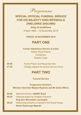 King sigcawu funeral programme | PDF