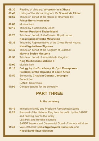 King sigcawu funeral programme | PDF