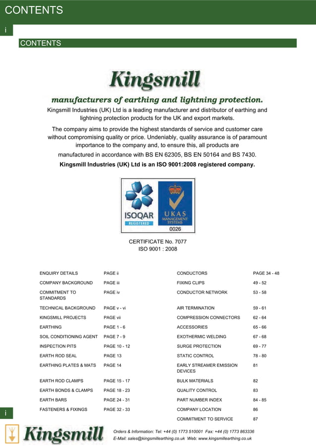 Kingsmill - Copper Earthing, Surge Protection & Lightning Protection | PDF