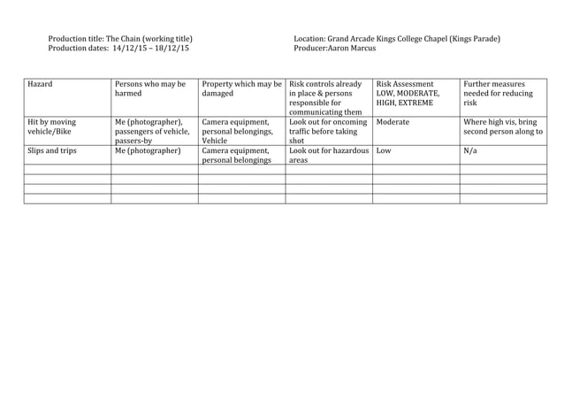 Kings parade risk assessment | PDF