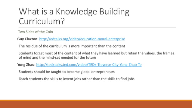 KingsWay Middle School Knowledge Building Curriculum | PPTX