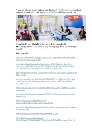 Kinh nghiệm du lịch Hạ Long 1 ngày đi tự túc - The Sinh Tourist | PDF