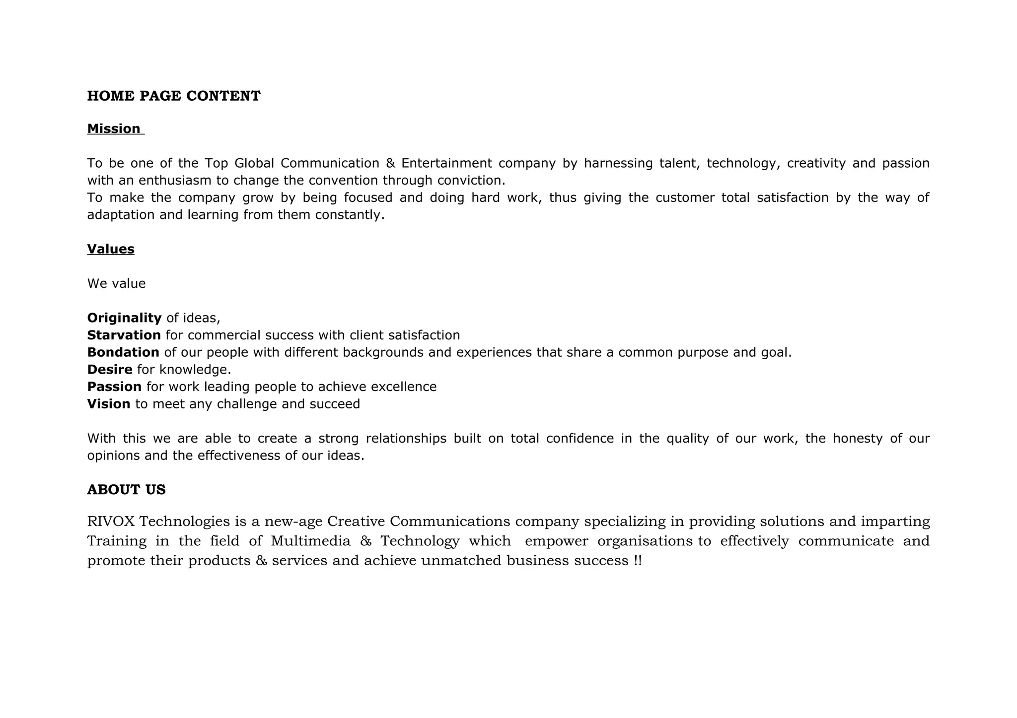 Rivox technology Presentation | DOC