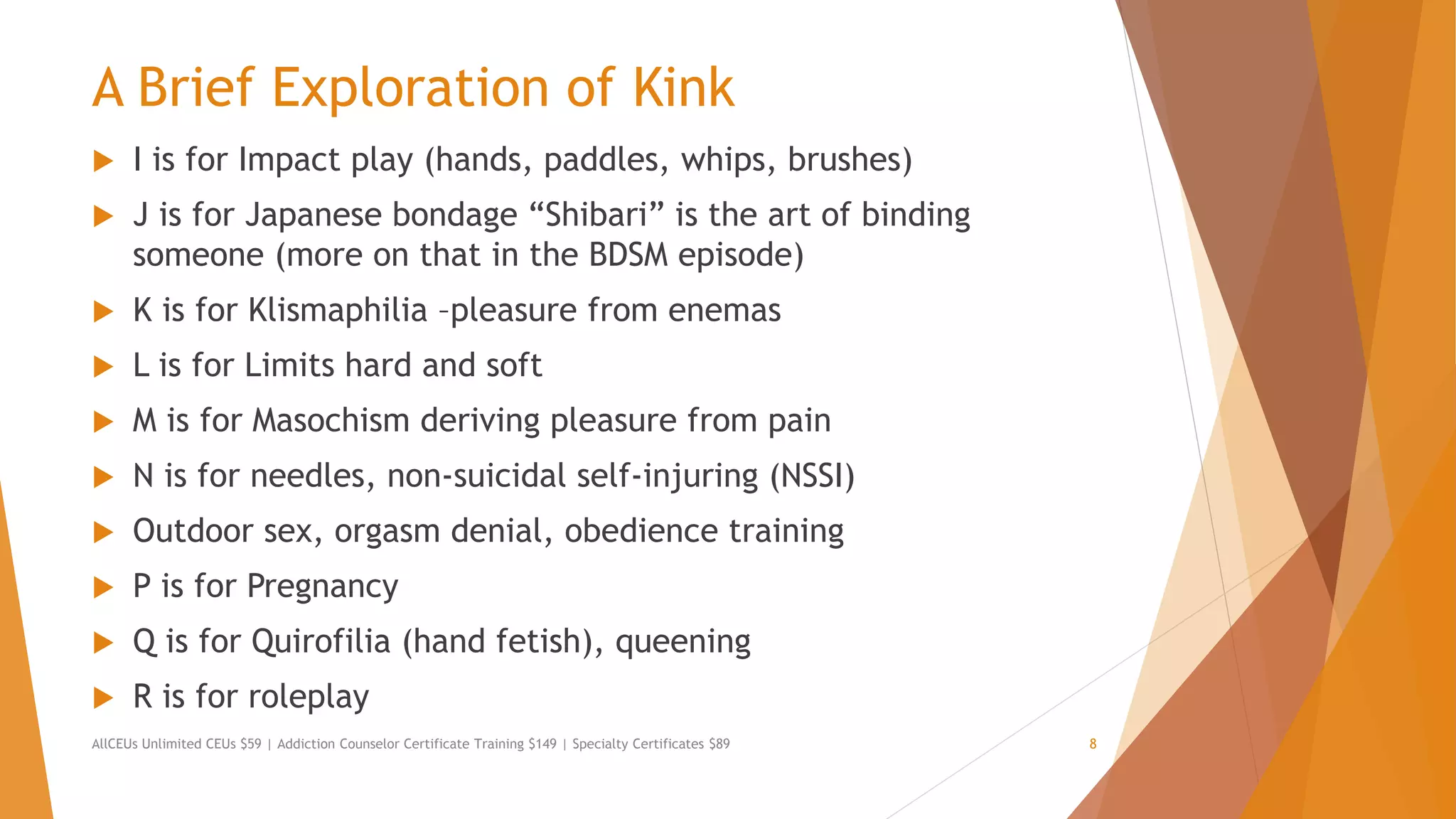 Kink Overview for Therapists and Social Workers | PPTX