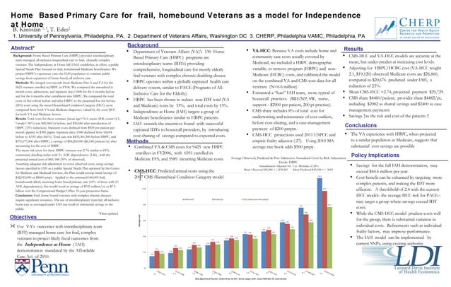 Home Based Primary Care for Frail, Homebound Veterans as a Model for ...