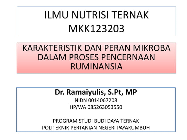 Mikroba rumen ruminansia | PPSX