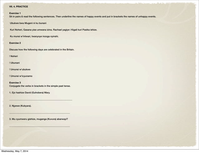 Kinyarwanda workbook slideshow | PPT