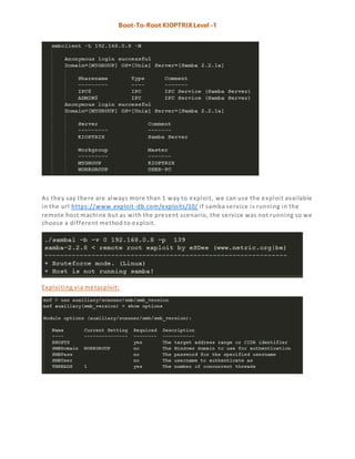 Boot-To-Root KIOPTRIX Level -1 | DOCX | Operating Systems | Computer Software and Applications