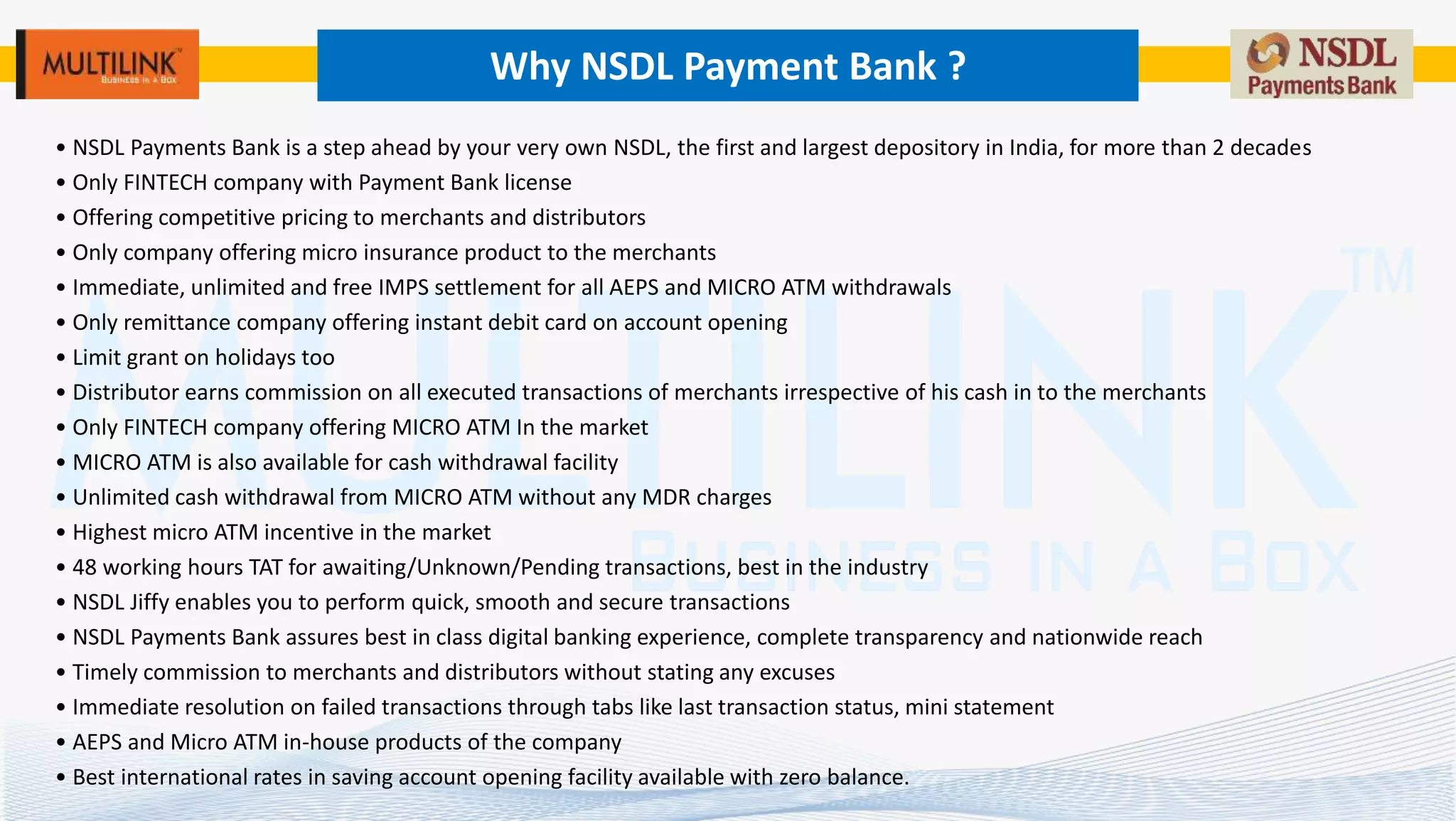 MULTILINK - NSDL KISOK BANKING PROPOSAL | PPTX | Credit Cards ...