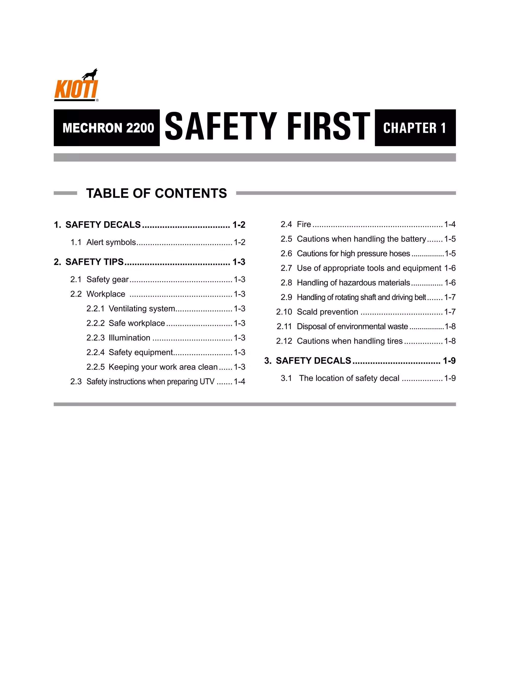 Kioti daedong mechron 2200 utv service repair manual | PDF