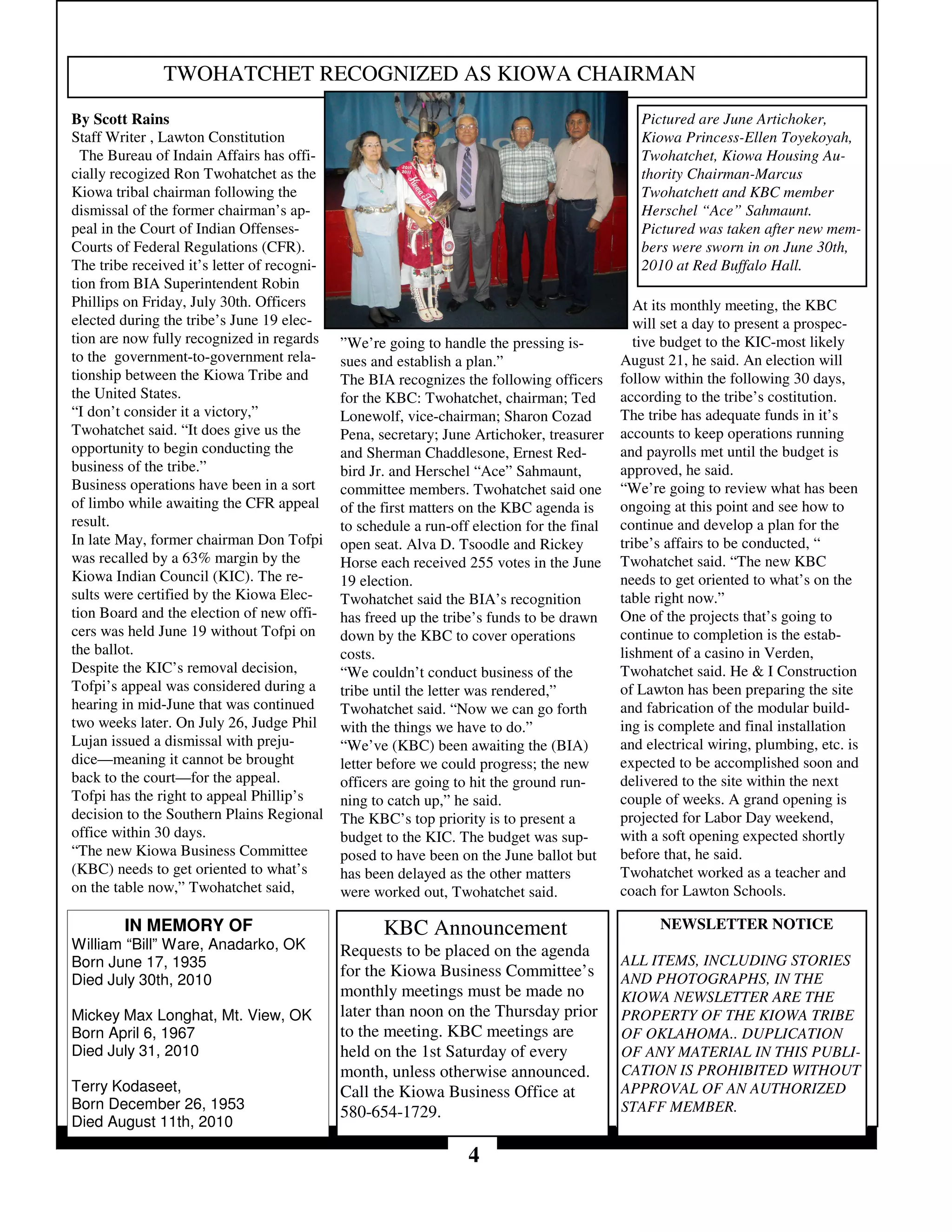 Kiowa newsletter3 | PDF