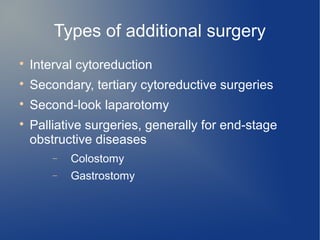 The Role of Surgery in the Management of Ovarian Cancer | PPT