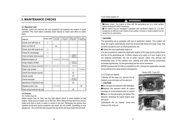Kipor diesel-gen-service manual | PDF