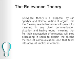 the relevance theory- pragmatics | PPTX
