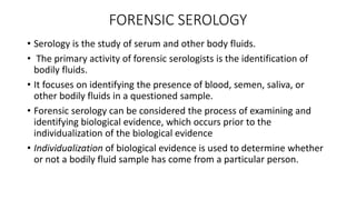 forensic analysis of serological evidences | PPT