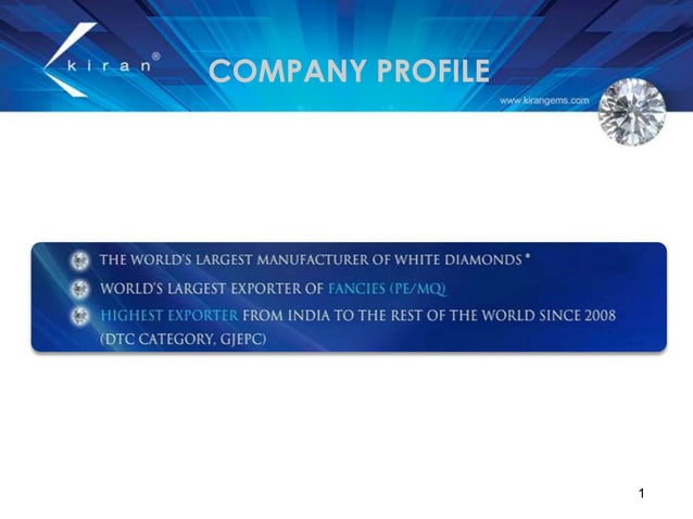 Kiran Gems Company Profile. | PPTX | Jewelry Making | Arts and Crafts