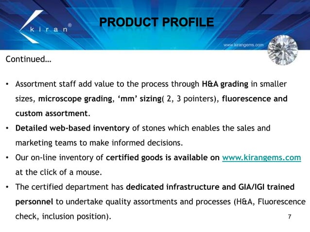 Kiran Gems Company Profile. | PPTX | Jewelry Making | Arts and Crafts