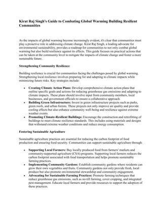 Kirat Raj Singh's Guide to Combating Global Warming Building Resilient Communities.docx