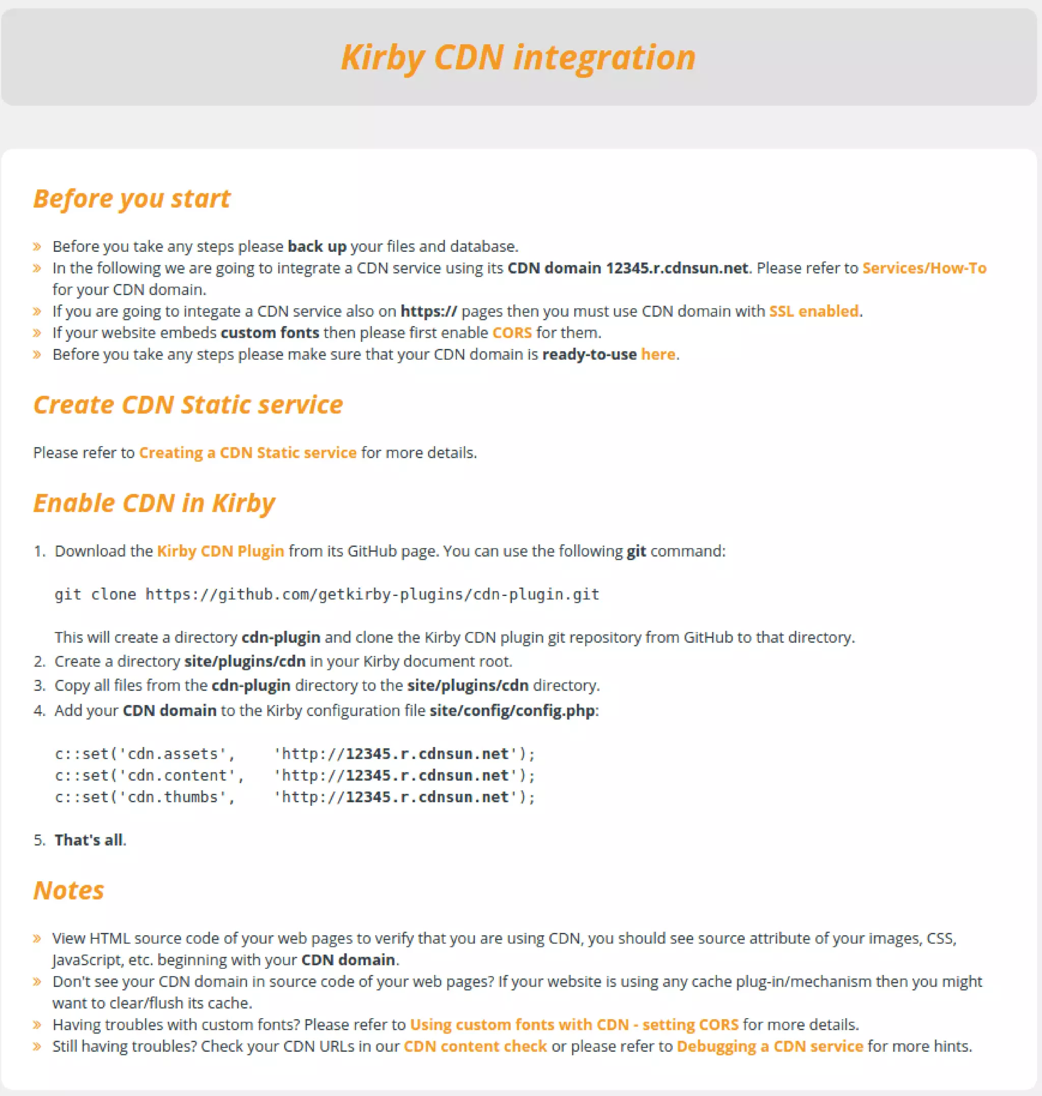 Tutorial for Kirby CDN setting | PDF