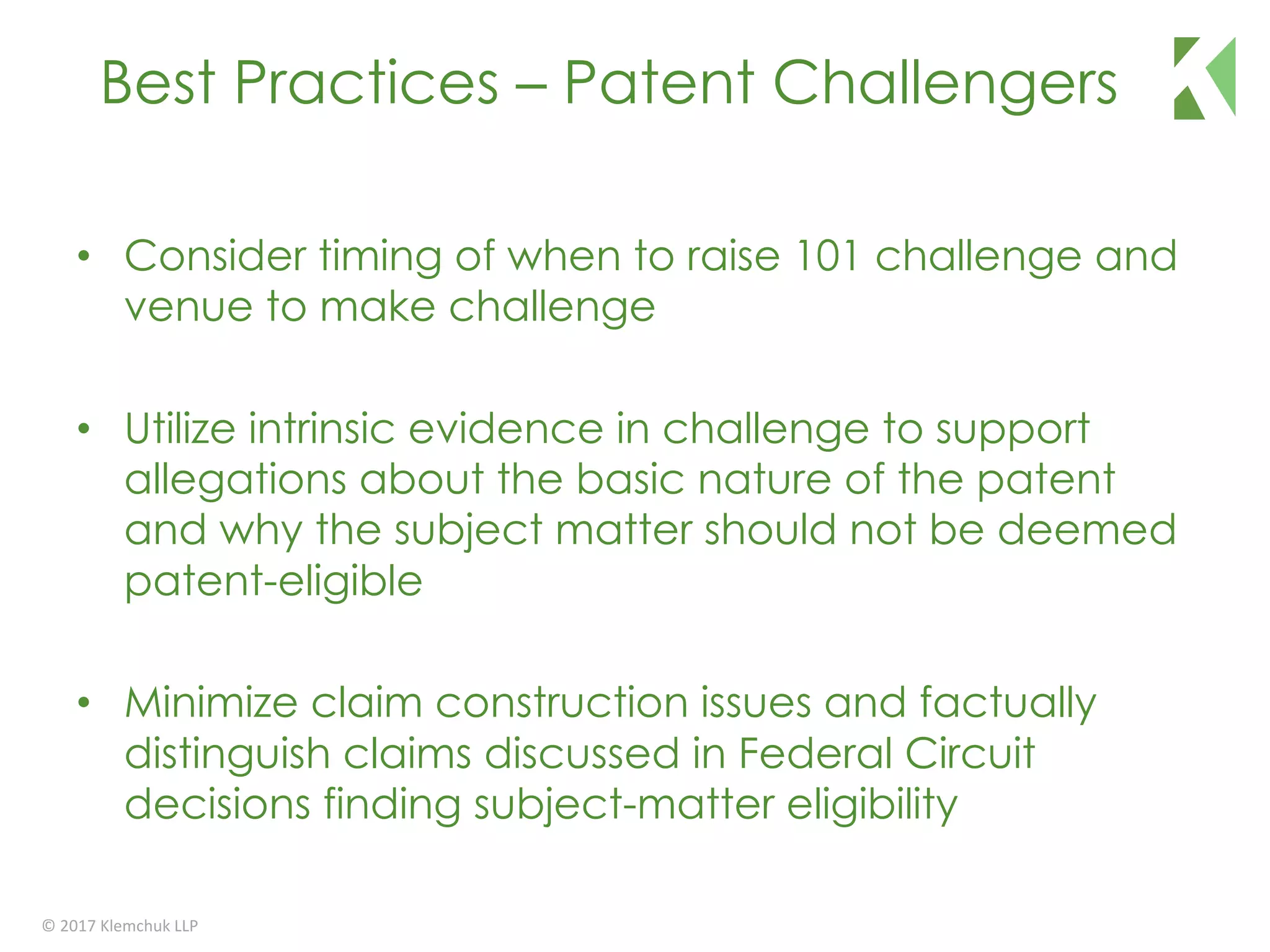 Kirby Drake - Advanced Patent Litigation - Section 101 | PPT