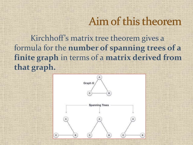 Kirchoff''s matrix tree theorem | PPT