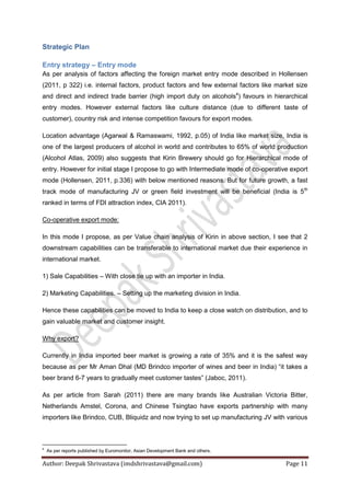 Kirin breweries india entry strategy | PDF