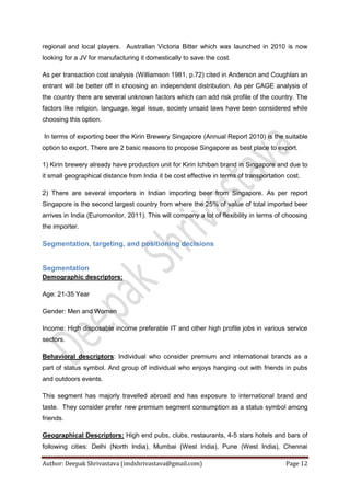 Kirin breweries india entry strategy | PDF