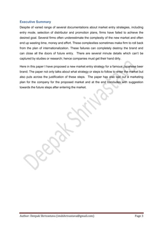 Kirin breweries india entry strategy | PDF